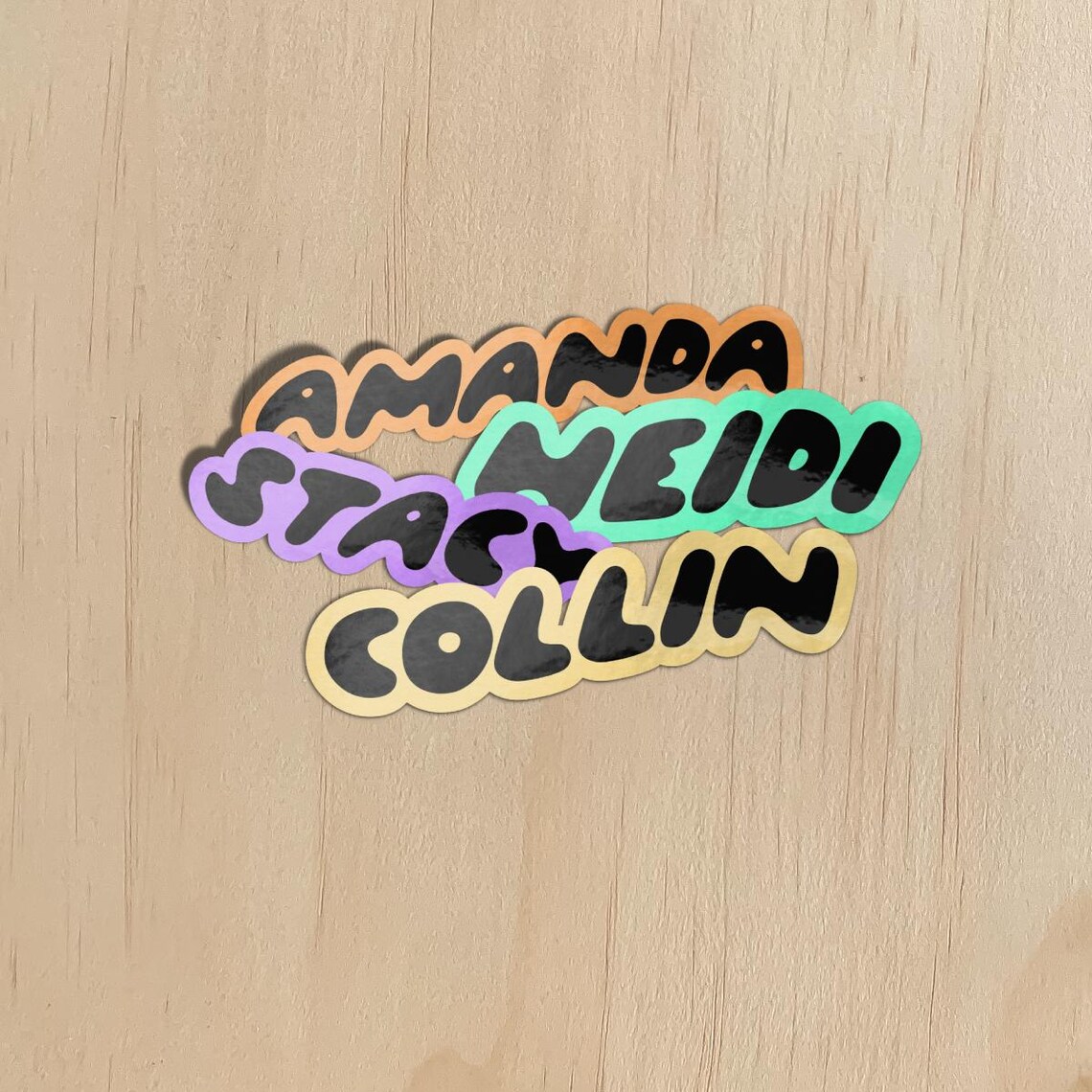 Custom Retro Name Stickers, Personalized Name Stickers, Name Stickers ...