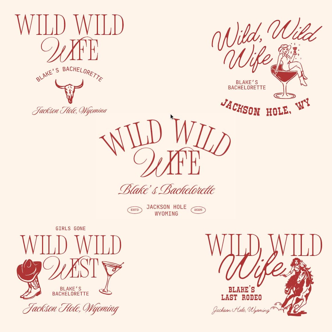 Wild Wild Wife Bachelorette Logo, Customizable Canva Logo, Western ...