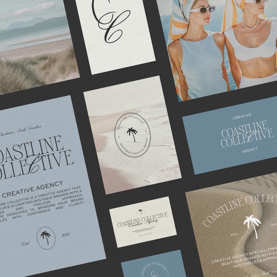 Elegant, Luxury Semi Custom Brand Kit With Coastal Vibes | Premade Logo ...