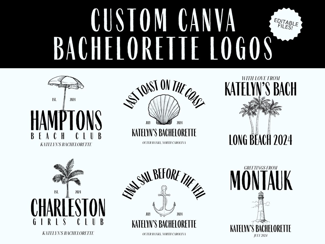 Custom Coastal Theme Bachelorette Party Logo, Beach Bachelorette Logo ...