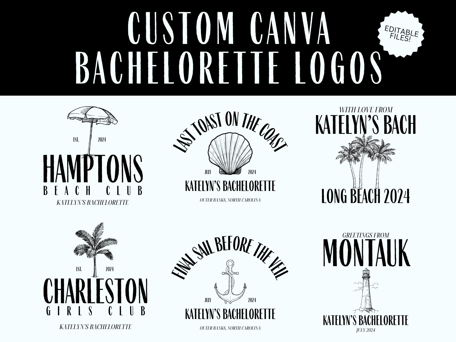 Custom Coastal Theme Bachelorette Party Logo, Beach Bachelorette Logo ...