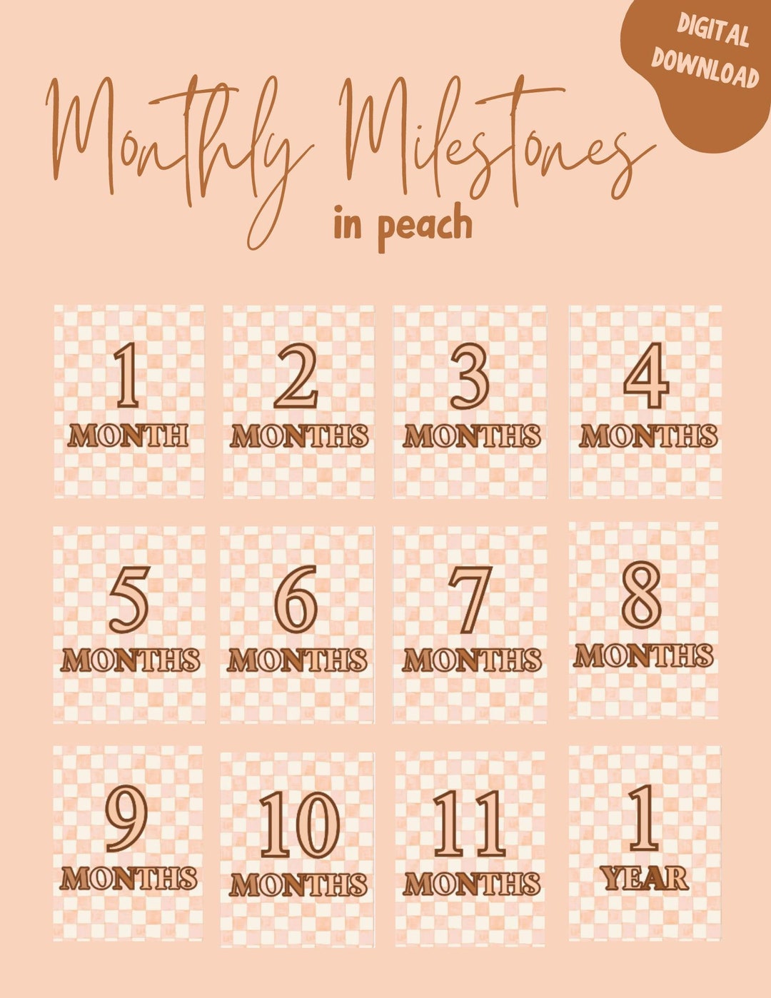 Monthly Milestones-digital Download Printable (in Peach) - Etsy