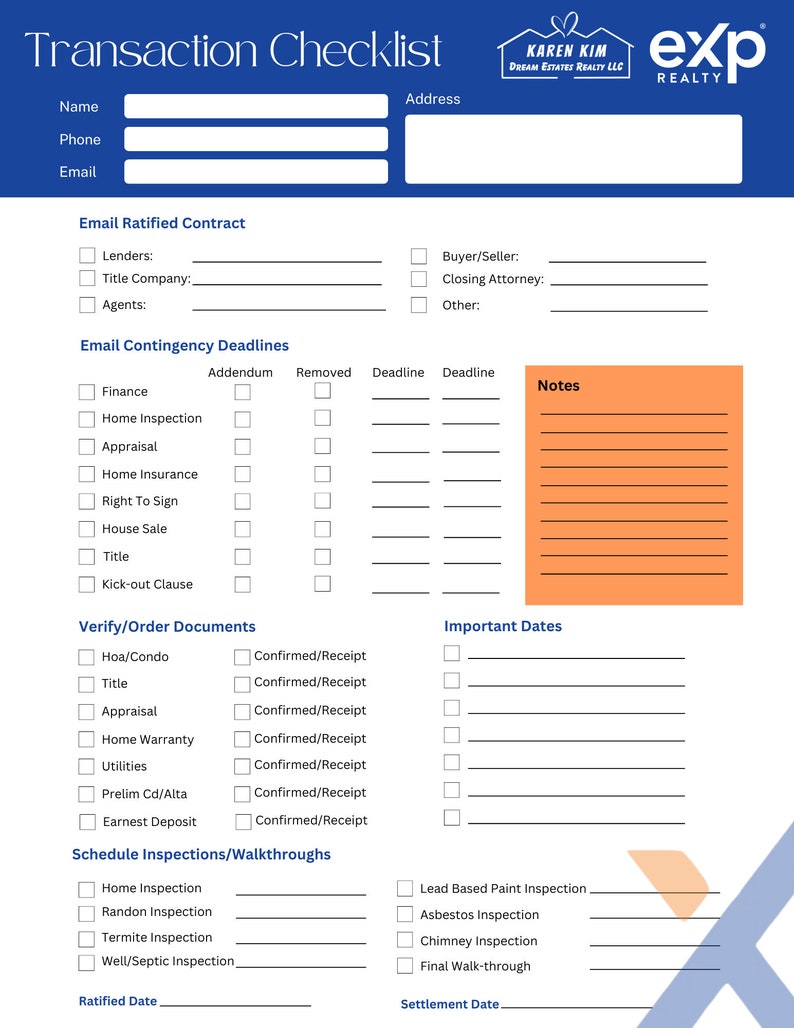 Transaction Cheat Sheet for Realtors - Etsy