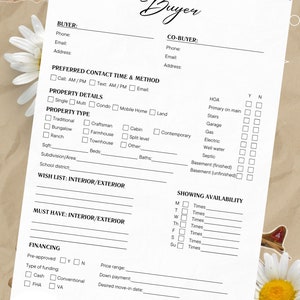 Buyers Intake Cheat Sheet for Realtors - Etsy