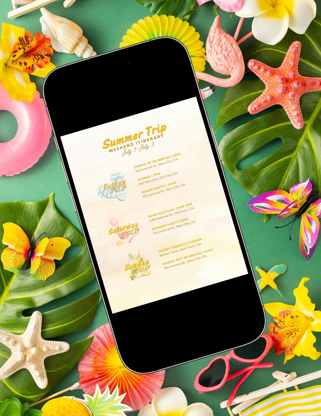 Summer Itinerary Template - Editable Canva Beach Trip Planner - Ocean ...