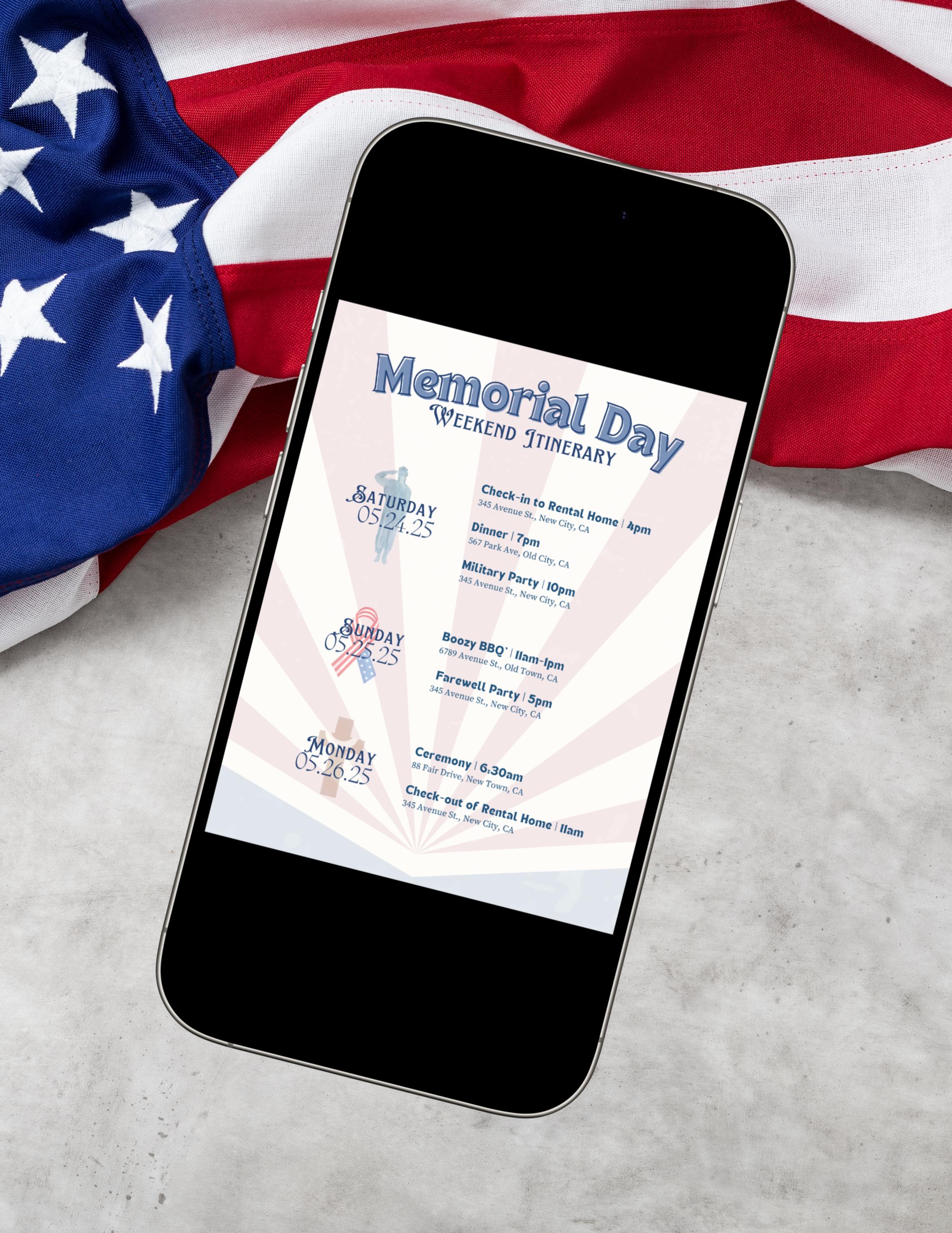 Memorial Day Itinerary Template - Editable Canva Holiday Weekend ...