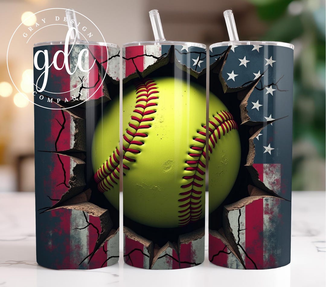 Softball Wrap 20 Oz Skinny Tumbler Wrap Design Sublimation Design ...