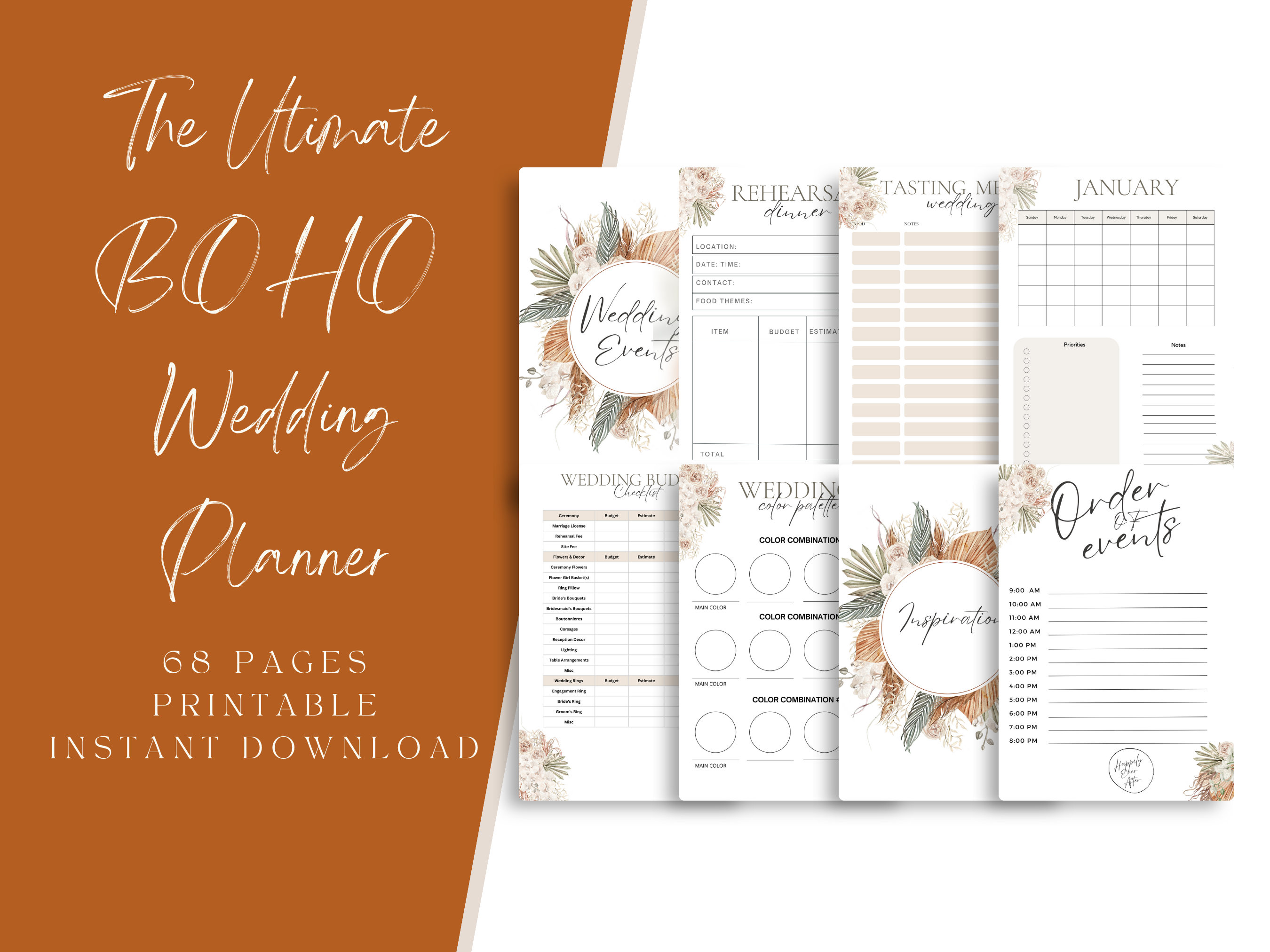 Boho Wedding Planner Printable Printable Wedding Planner Kit - Etsy ...