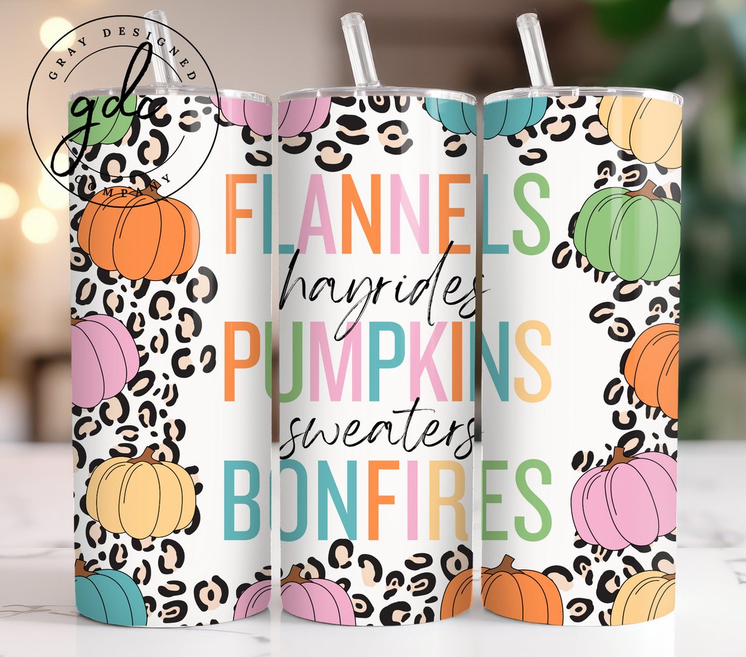 Fall Tumbler Wrap, Flannels Pumpkins Bonfire, Tumbler Sublimation, 20 ...