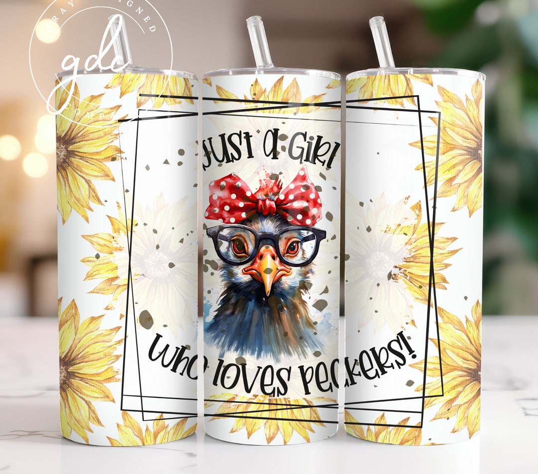 Funny 20 Oz Skinny Tumbler Sublimation Design, Cute Farm Chickens ...