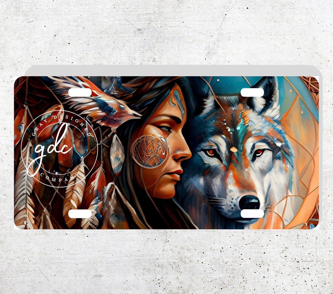 Indian Wolf License Plate Sublimation Design (digital Download) - Etsy