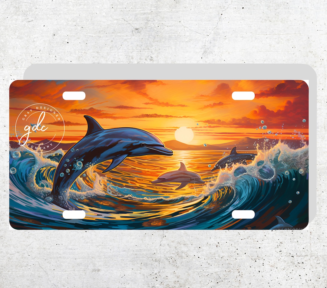 Dolphin Sunset License Plate Sublimation Design (digital Download) - Etsy