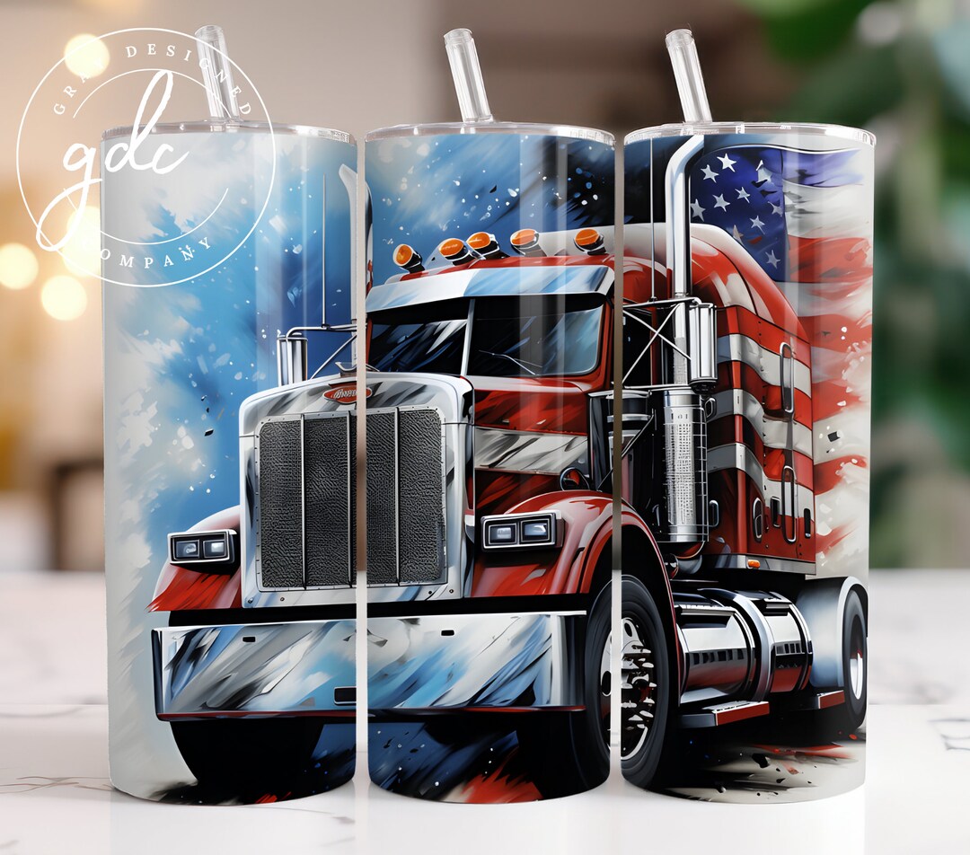 Trucker Design-20 Oz Skinny Straight Tumbler Wrap Template, Trucker ...