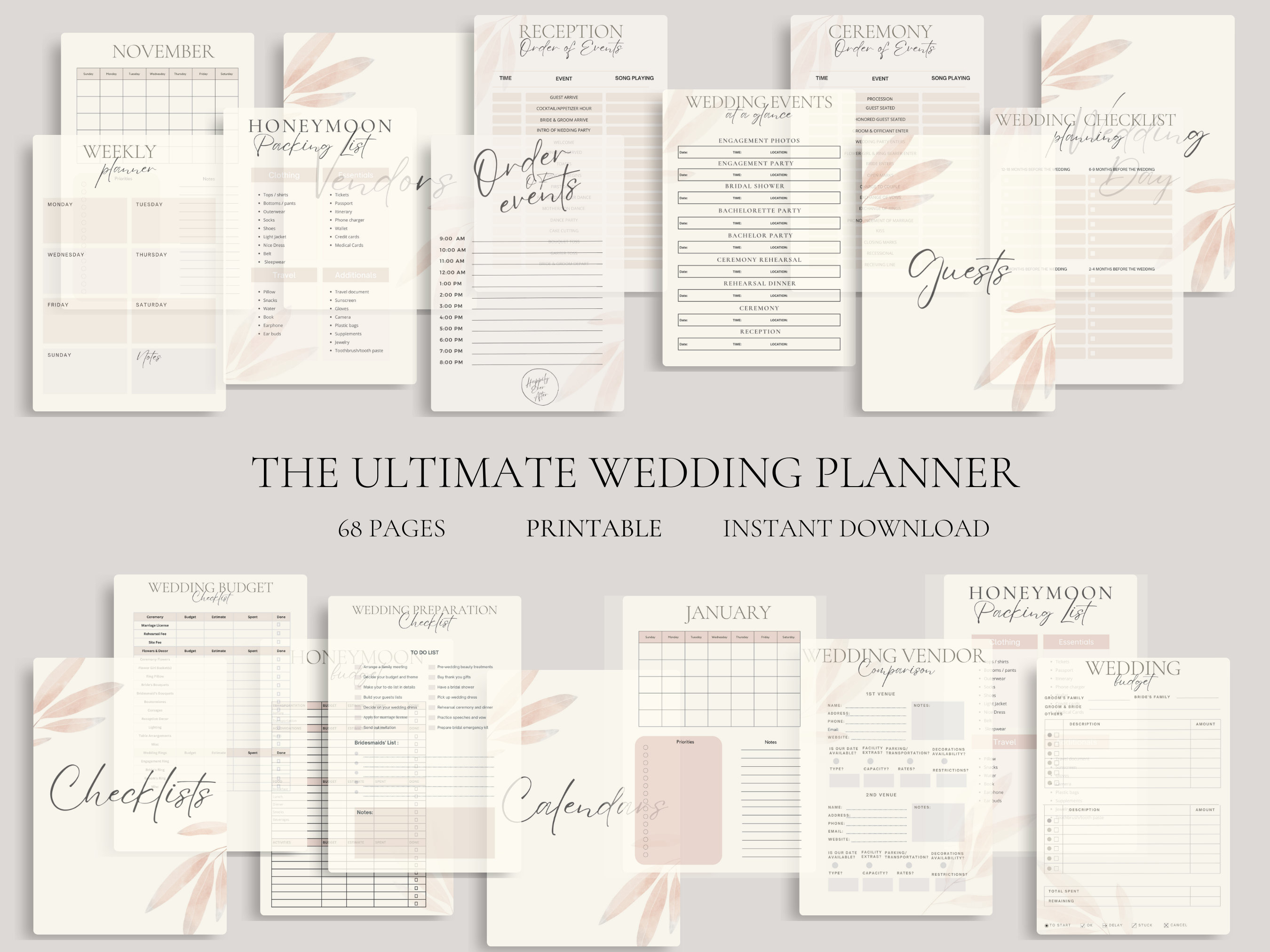 Wedding Planner Printable Printable Wedding Planner Kit - Etsy