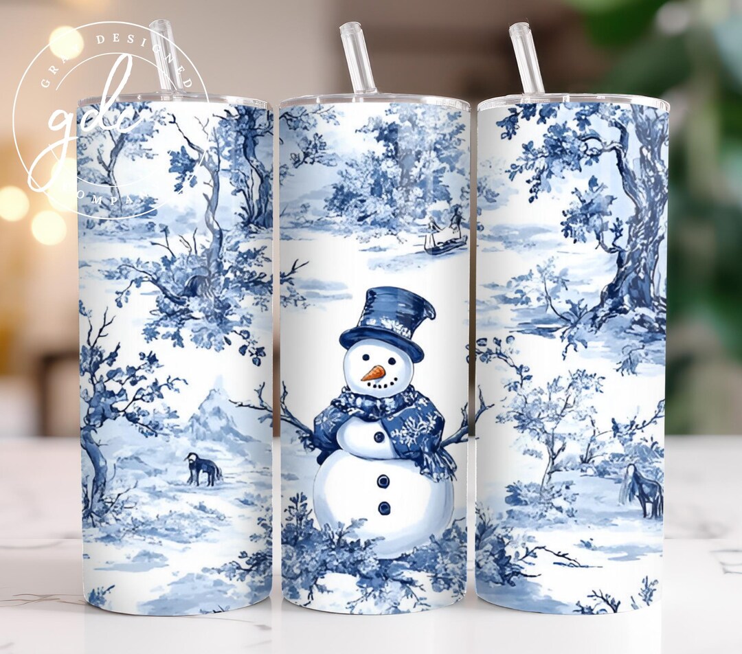 Santa Delft Chinoiserie Tumbler Wrap: Christmas Toile PNG (digital ...