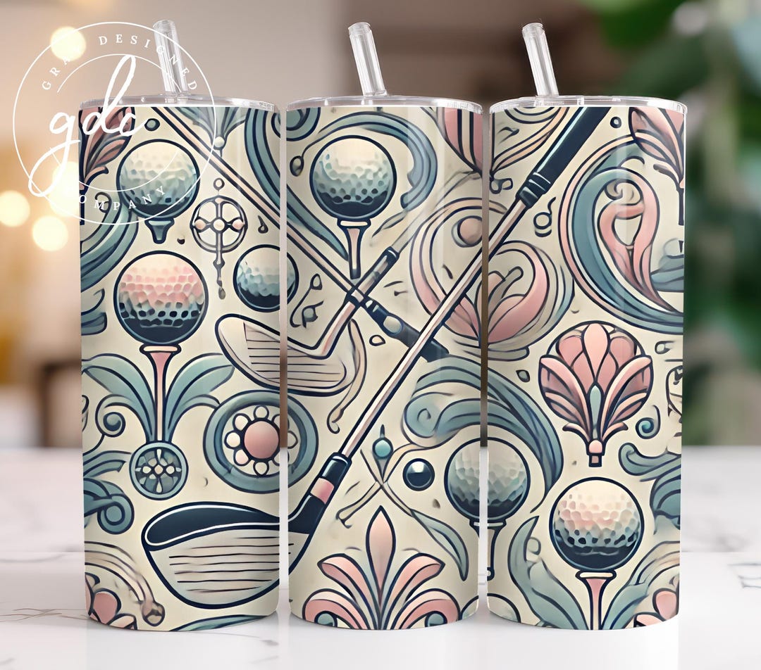 Golf Tumbler Wrap, Golfing 20 Oz Skinny Sublimation Tumbler Design PNG ...