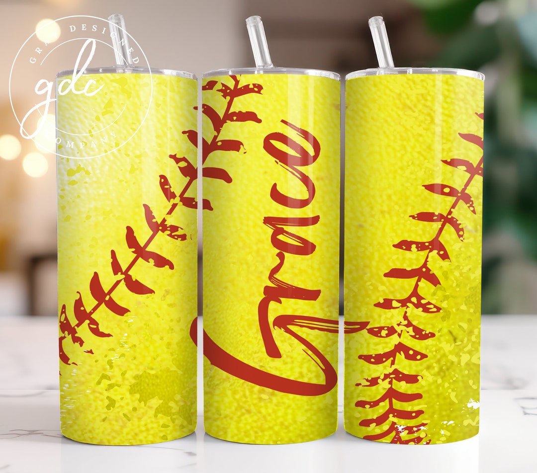 Softball Wrap 20 Oz Skinny Tumbler Wrap Design Sublimation Design ...