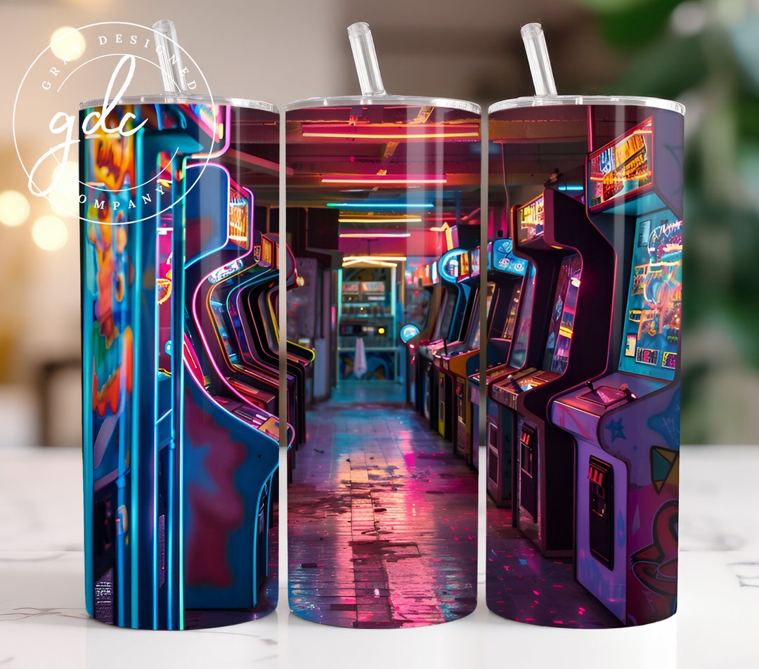 Arcade Gamer 20oz Skinny Tumbler Wrap: Sublimation Design (digital ...
