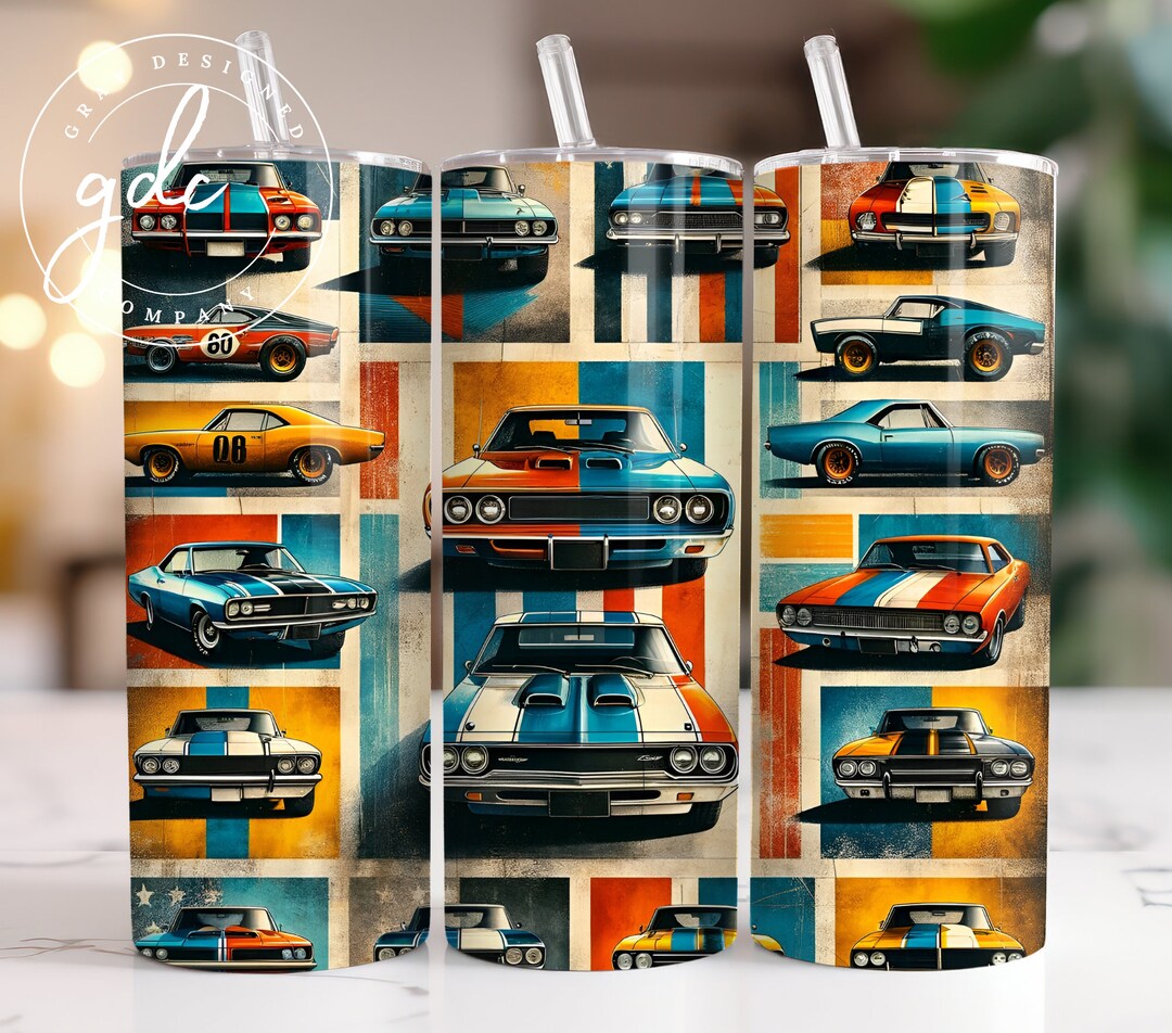 Muscle Car Tumbler Wrap, Vintage Car Tumbler, Straight Tumbler Wrap ...