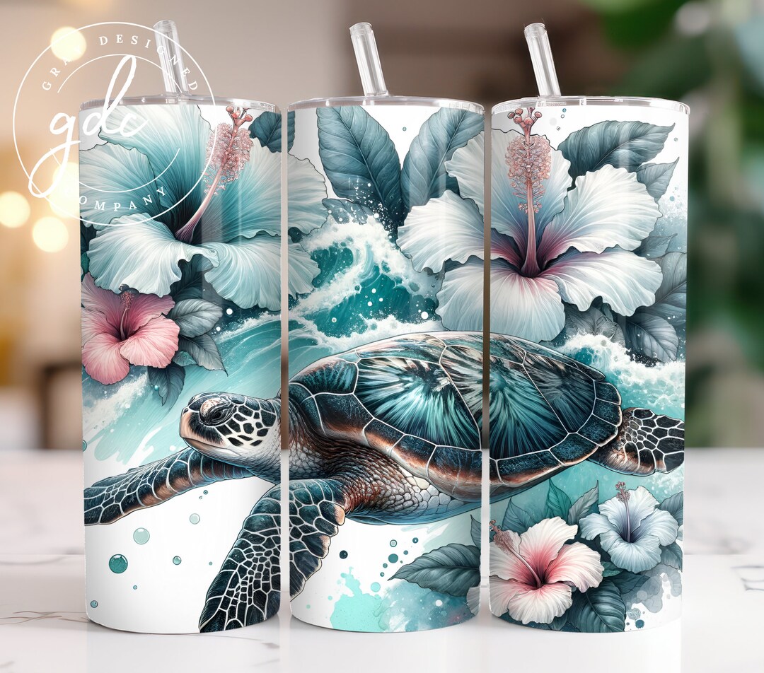 Turtle 20 Oz Skinny Tumbler PNG Sublimation Design Digital Download ...