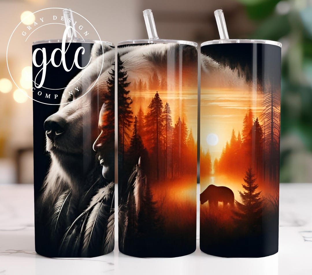Native American Bear Tumbler Sublimation Design (digital Download) - Etsy