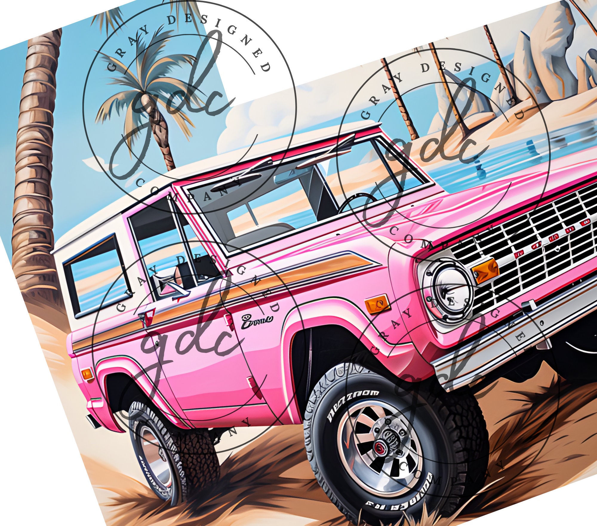 Pink Bronco Tumbler Wrap: Beach Design (digital Download) - Etsy