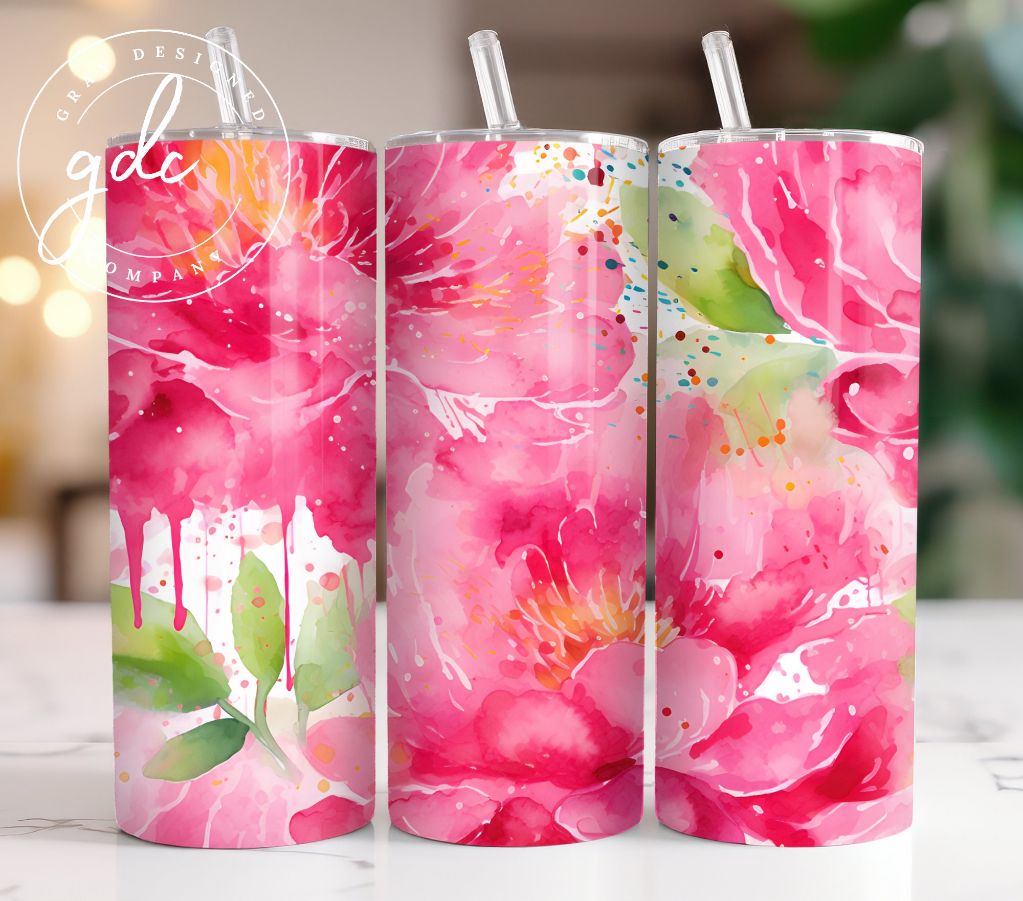 Watercolor 20 Oz Skinny Tumbler PNG Sublimation Design Digital Download ...