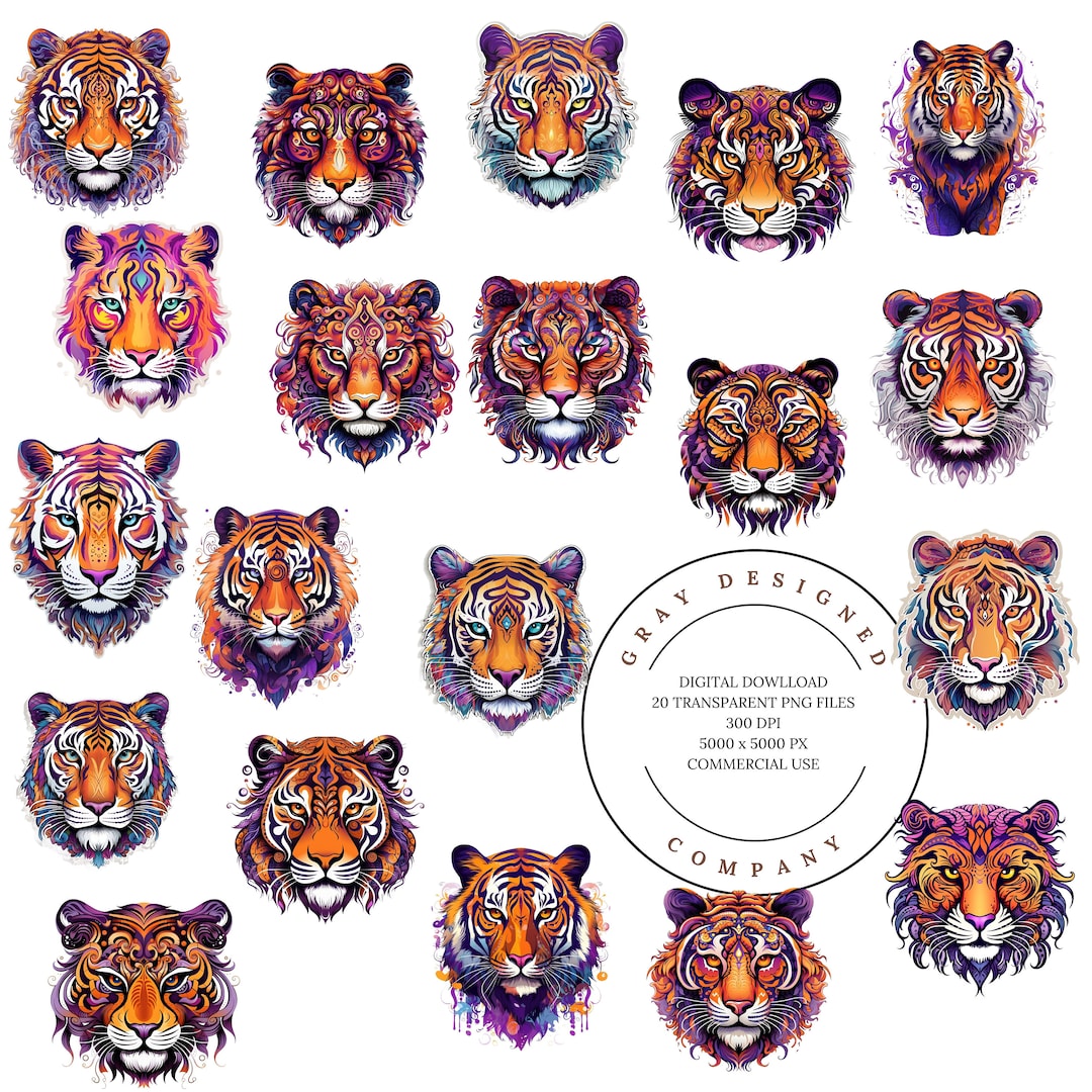 Tiger Clipart PNG Stickers: Digital Planner Goodnotes Files (digital ...
