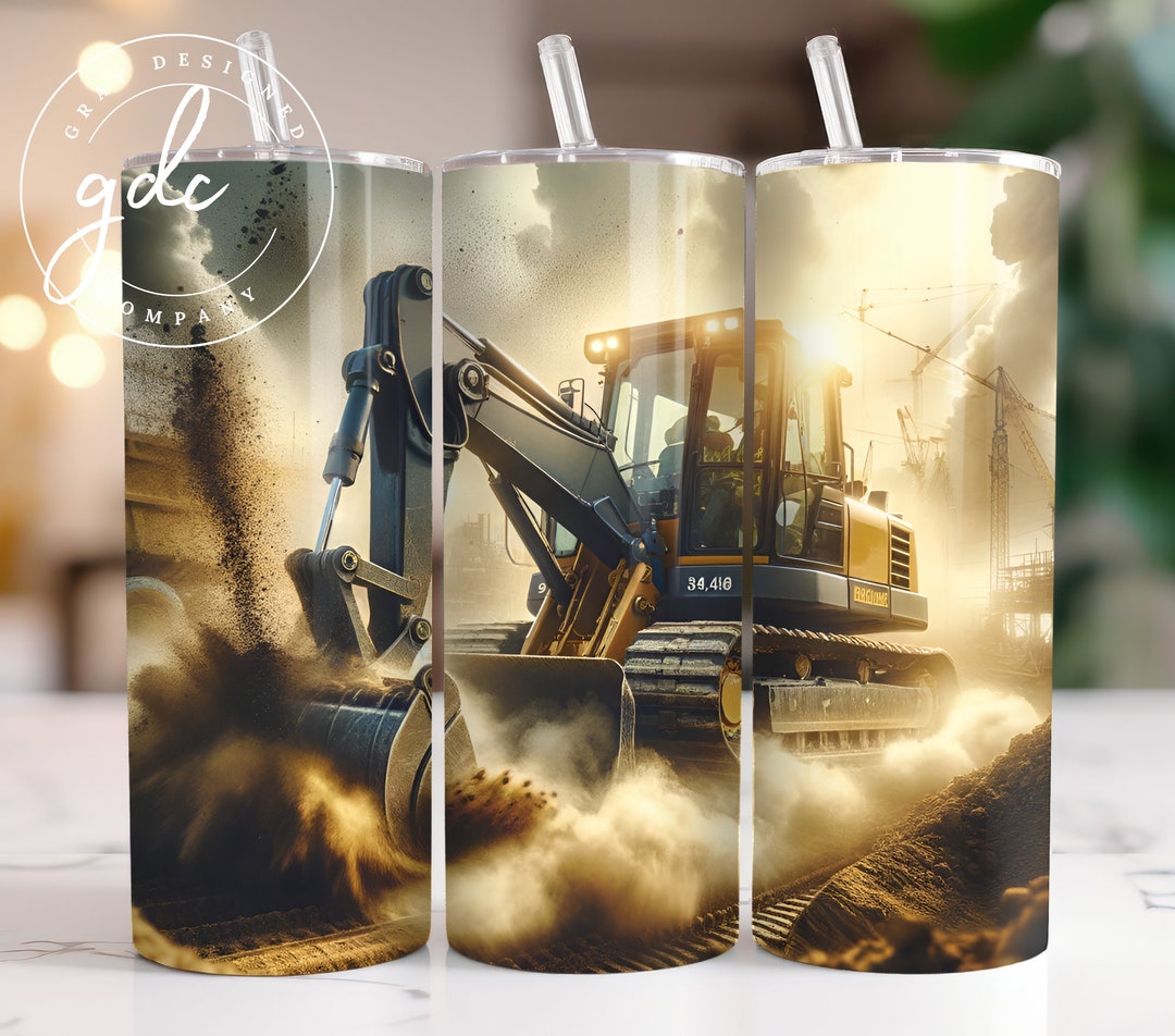 Backhoe Excavator Construction Trade 20oz Skinny Sublimation Tumbler ...