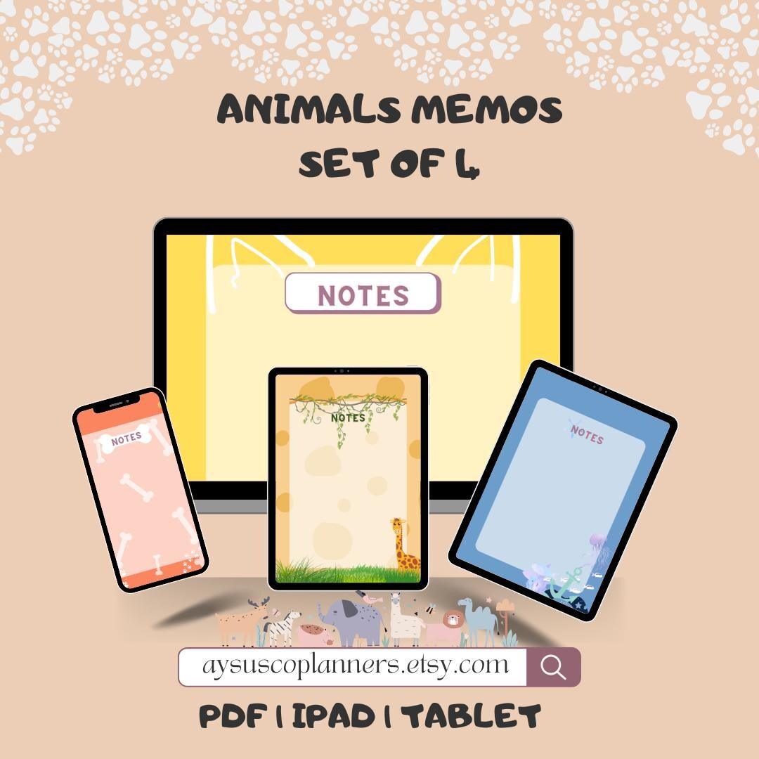 Animals Digital Notepad | PDF | Instant Download | iPad & Tablet - Etsy