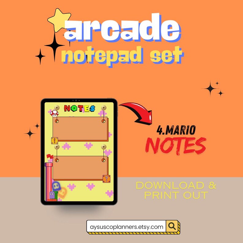 Arcade Digital Memo Notepad PDF & Compatible With iPad Tablet - Etsy