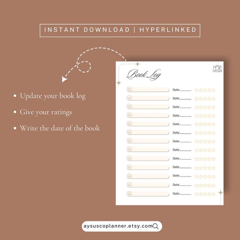 Digital Reading Journal | Hyperlinked & Instant Download | PDF - Etsy