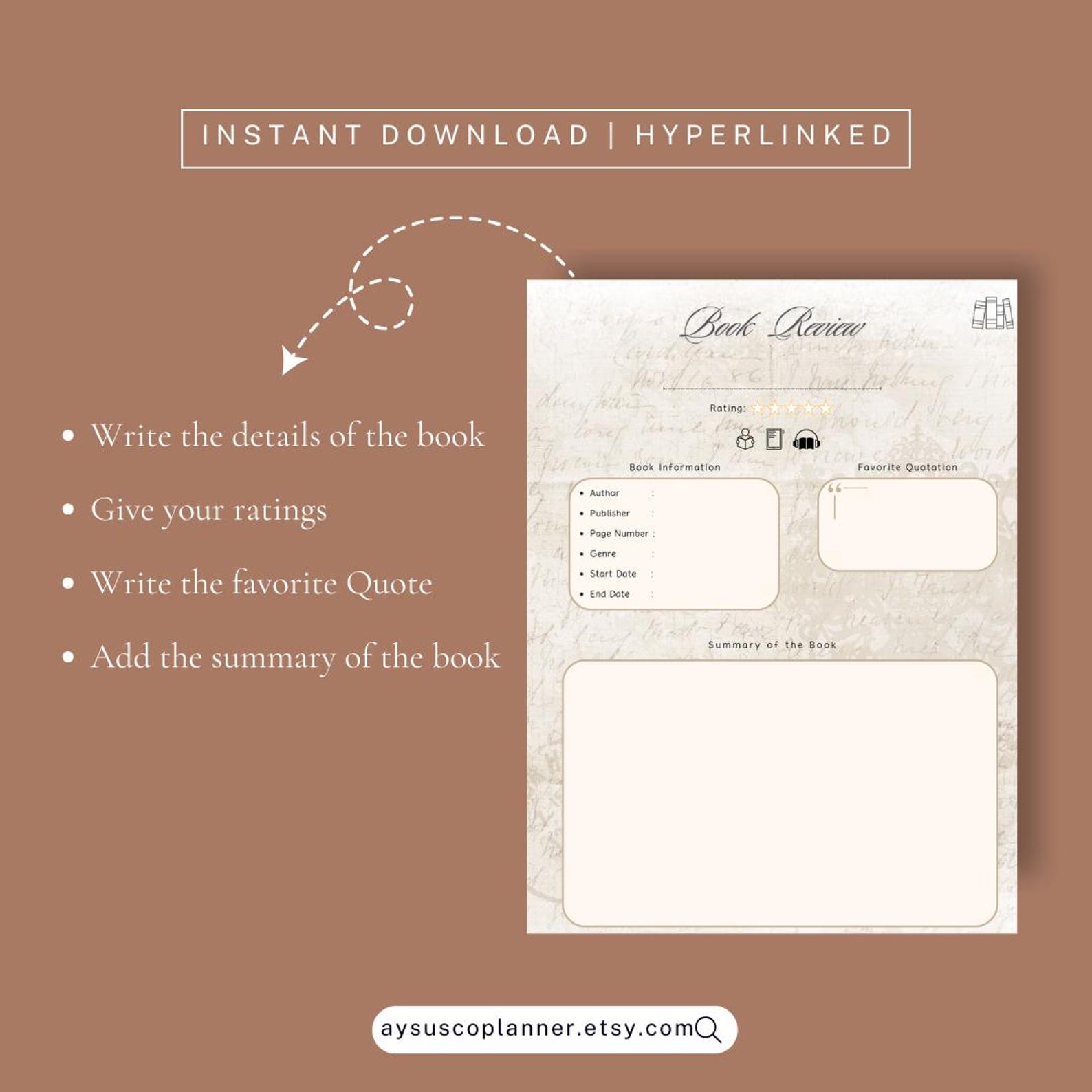 Digital Reading Journal | Hyperlinked & Instant Download | PDF - Etsy