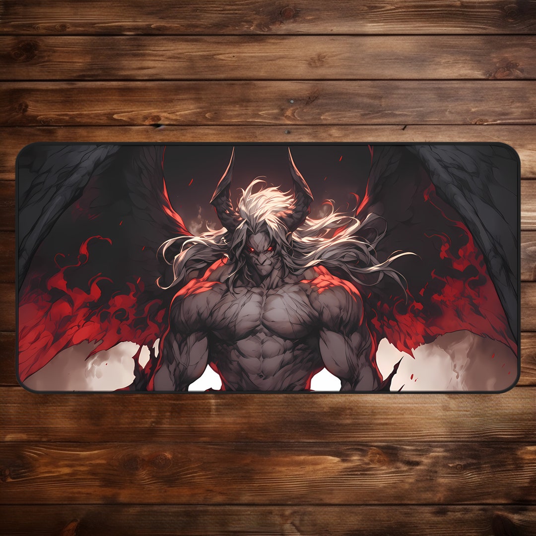 Demon Anime Playmat 31x15.5 MTG Playmat With Zones Computer Mat Laptop ...