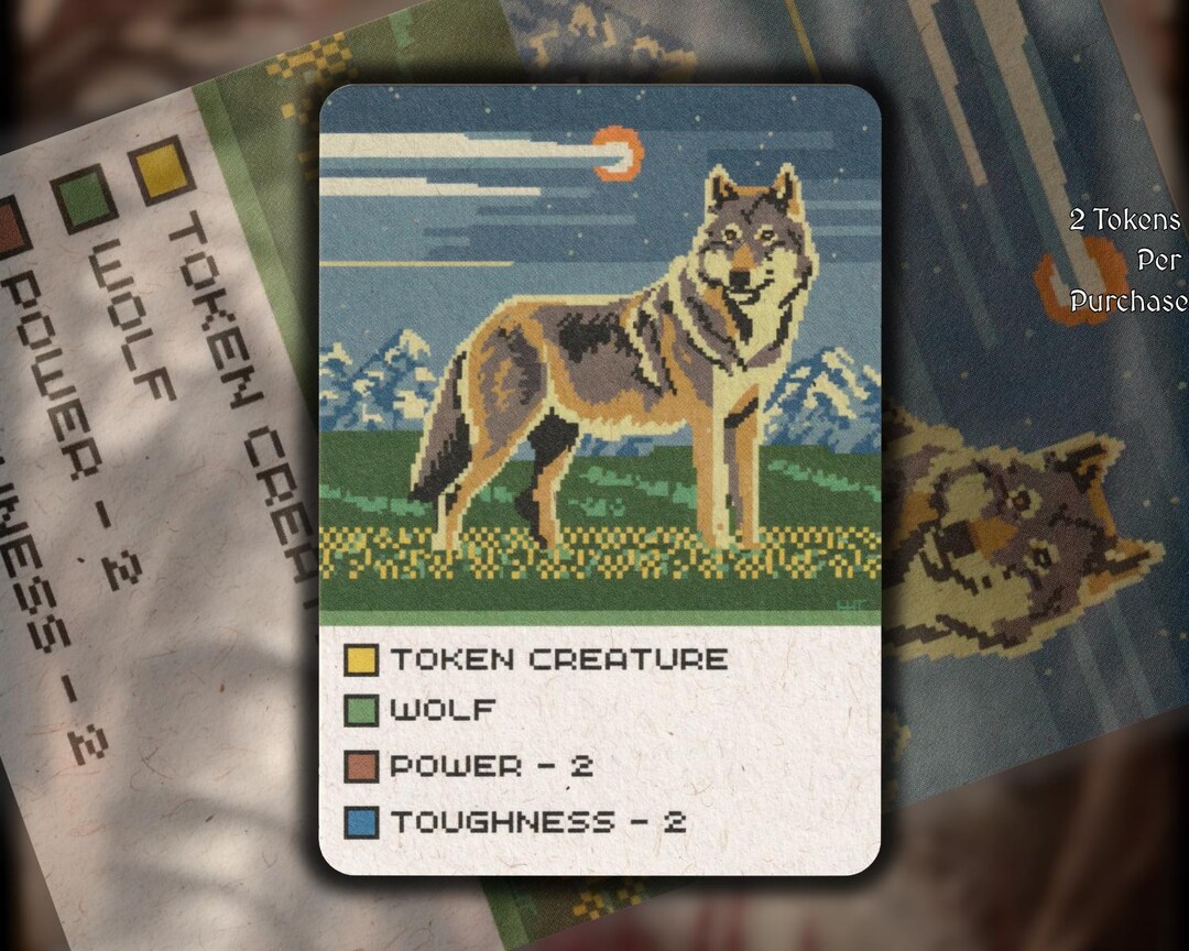 2x Wolf MTG Token: Retro Pixel Art - Etsy