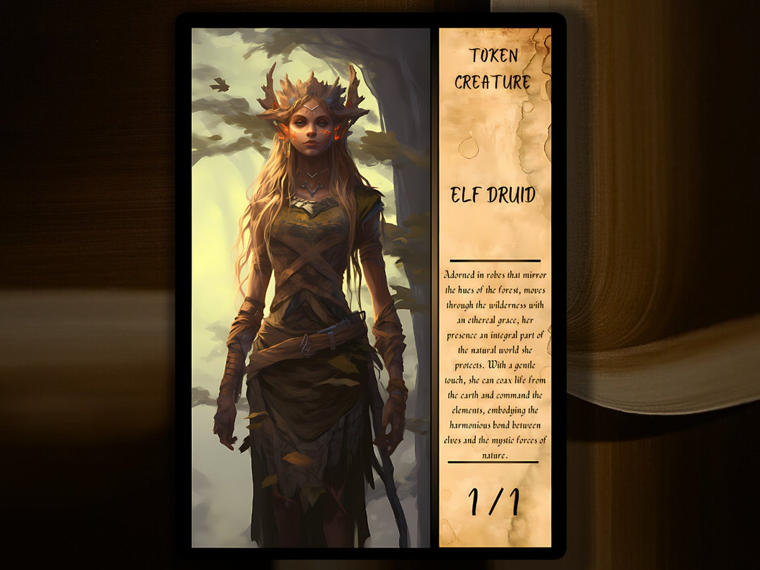 Elf Druid MTG Token X3 Description - Etsy
