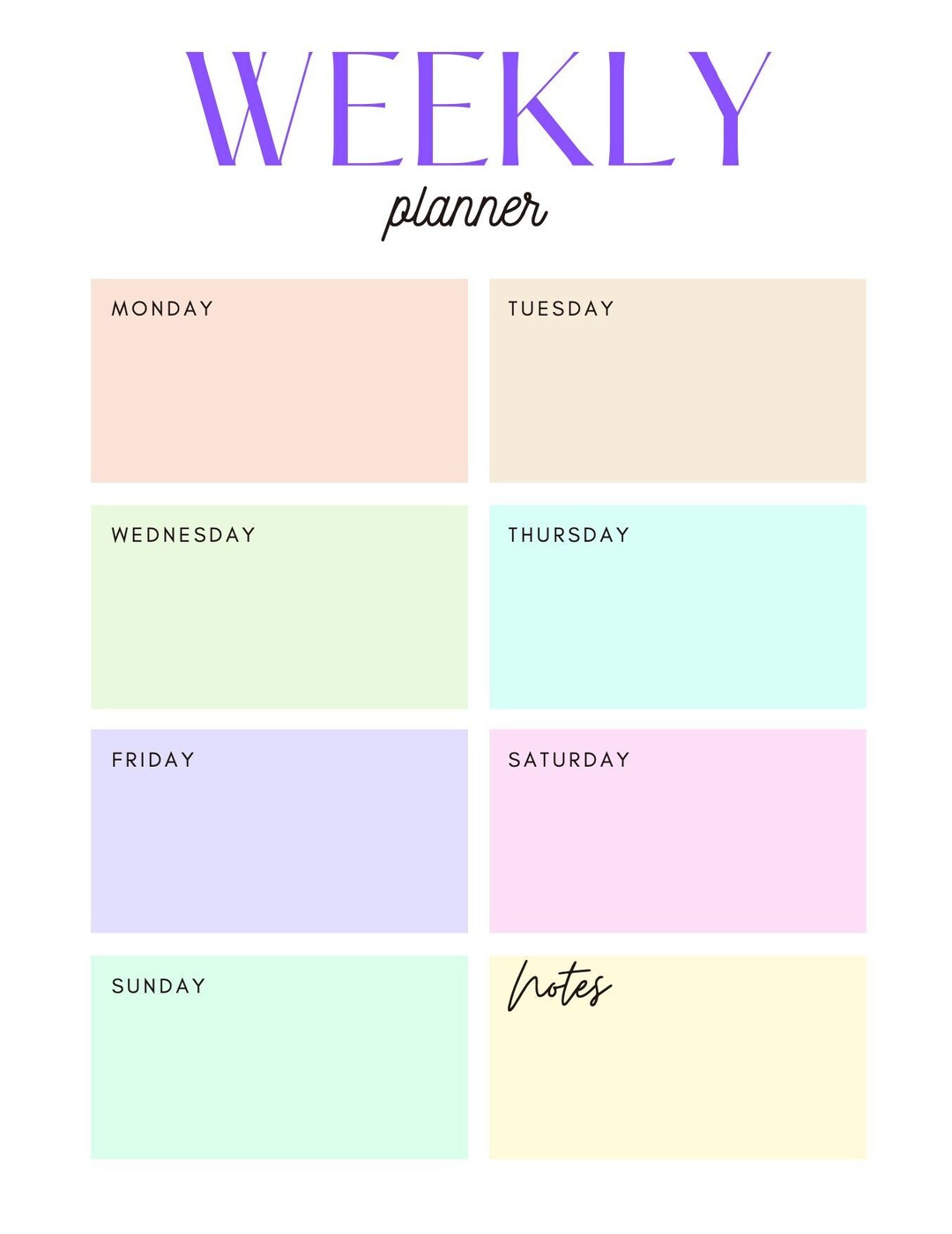 Weekly Planner, to Do List, Printable Planner, Downlodable Planner - Etsy