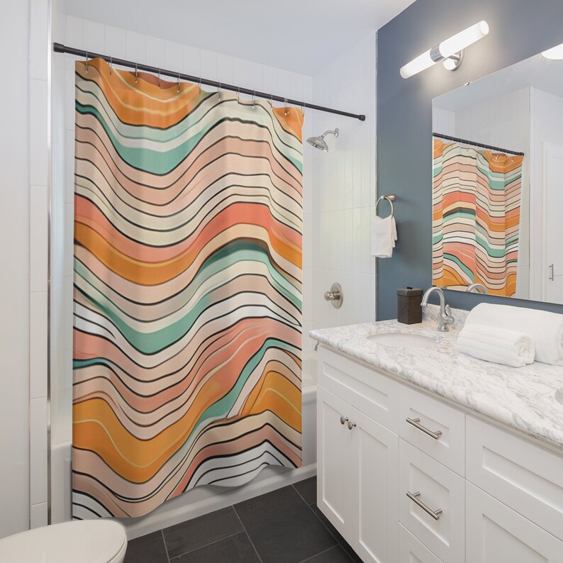 Retro Shower Curtains, Retro Bath Curtain, Groovy Shower Curtain ...
