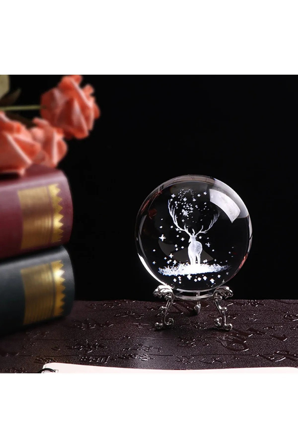 Decorative 3D Glass Sphere With Deer Design: Enchanting Art for Your ...