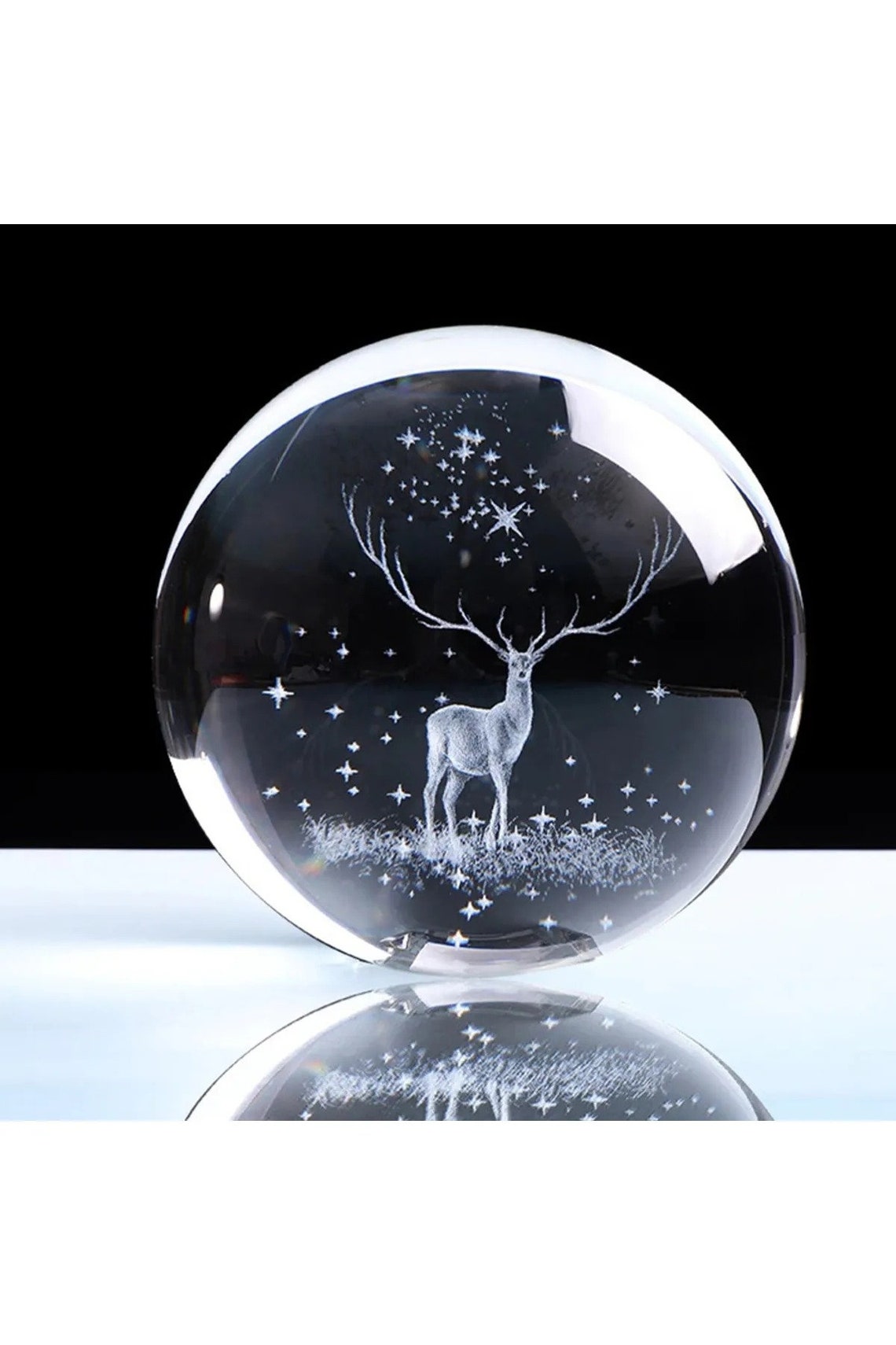 Decorative 3D Glass Sphere With Deer Design: Enchanting Art for Your ...