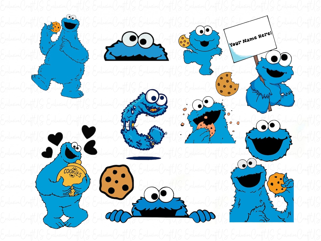 Bundle Cookie Monster Clipart Images Svg Png Dxf Digital - Etsy Australia