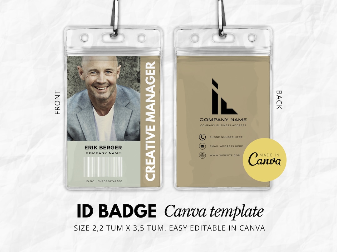 ID Card Template I Printable Id I Badge I Editable in Canva I Plastic ...