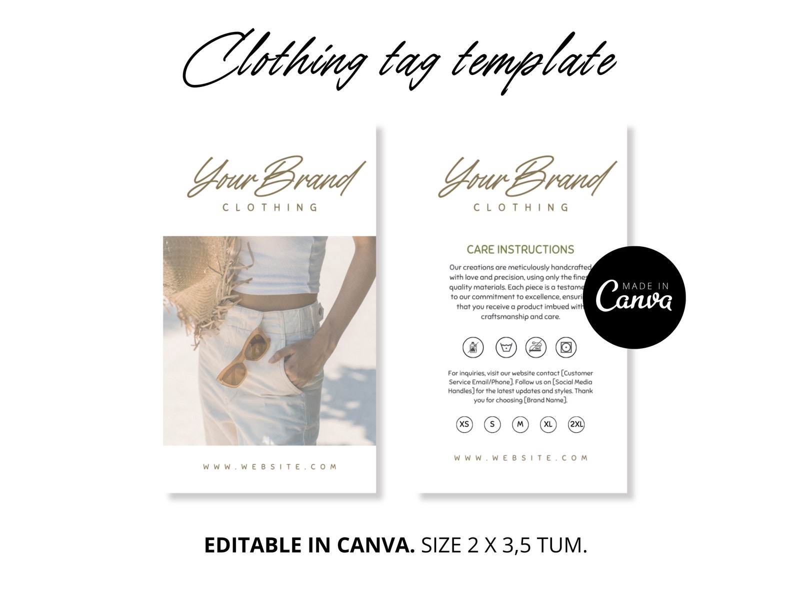 Editable Clothing Tag Template Custom Clothing Tags Printable Hang Tag ...