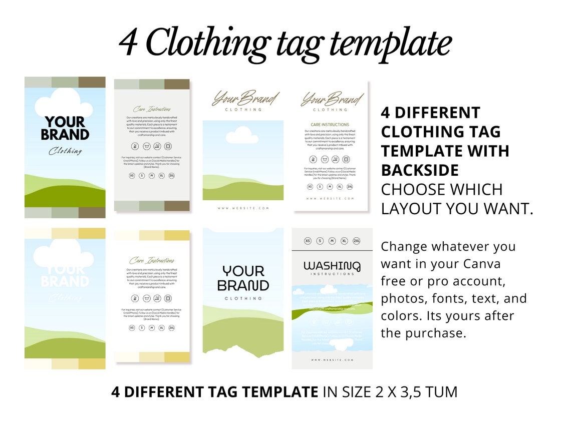 Editable Clothing Tag Template Custom Clothing Tags Printable Hang Tag ...