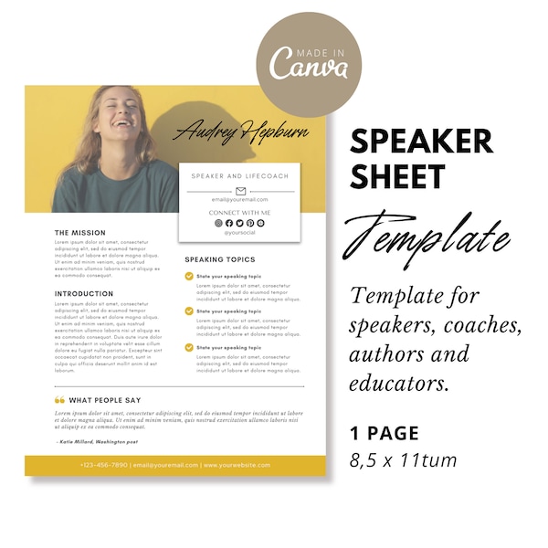 Speaker One Sheet - Etsy