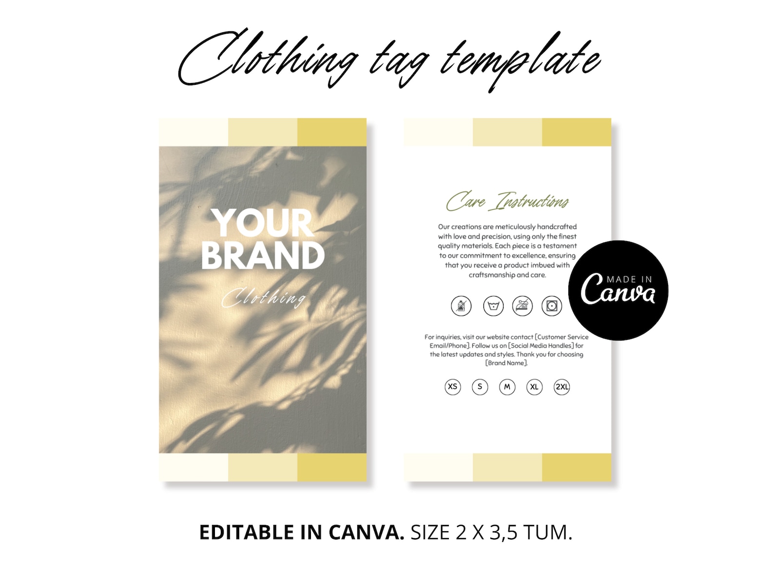 Editable Clothing Tag Template Custom Clothing Tags Printable Hang Tag ...