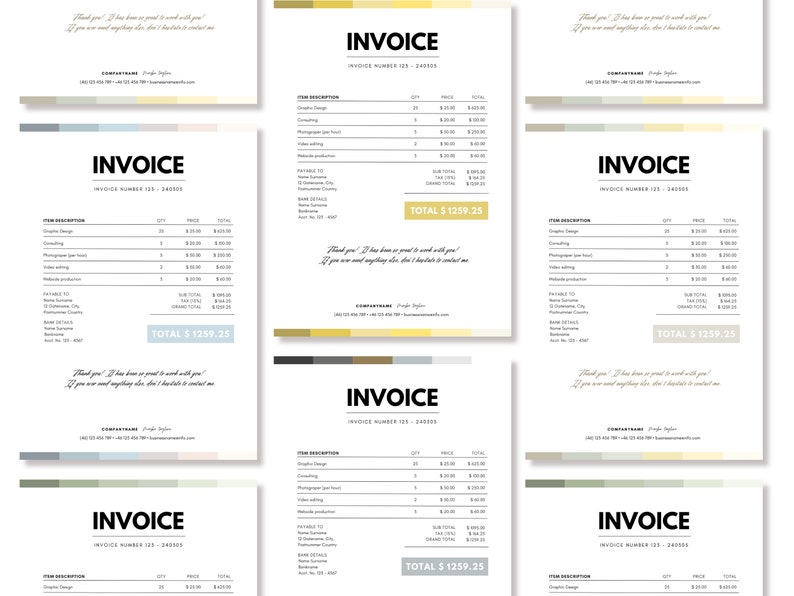 Editable Invoice Template I Printable Receipt | Invoice Template for ...