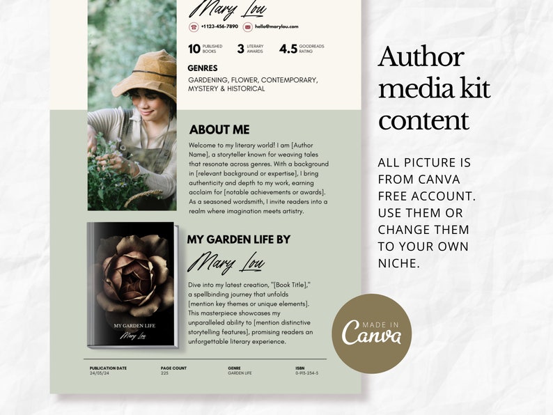 Writer and Author Media Kit I Press Kit I Book Release I Garden I ...