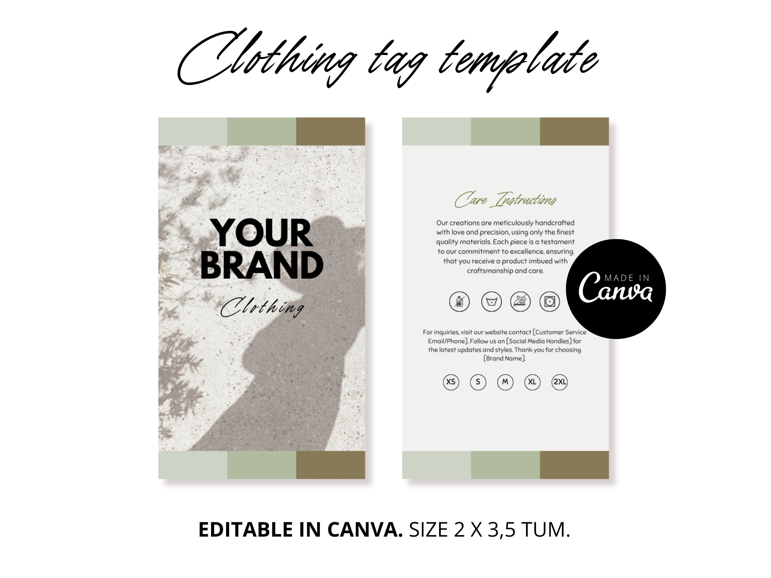 Editable Clothing Tag Template Custom Clothing Tags Printable Hang Tag ...