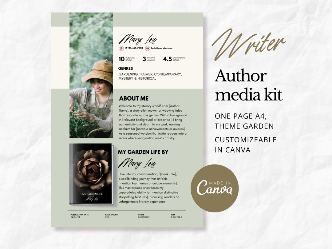 Writer and Author Media Kit I Press Kit I Book Release I Garden I ...